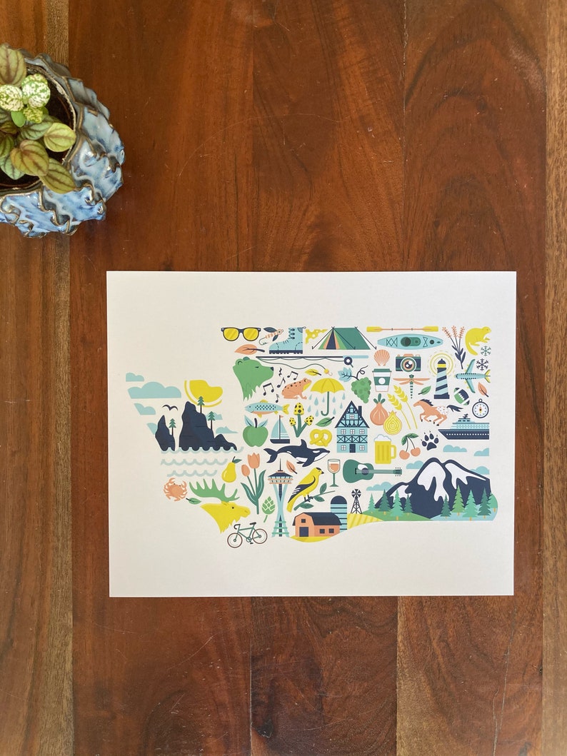 Washington State Print, Washington State Wall Decor, Washington Art ...