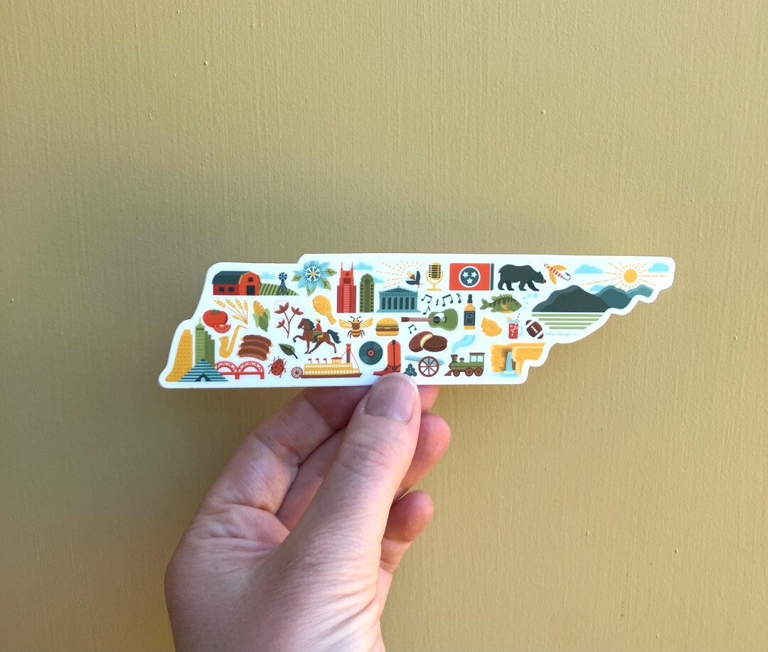 Tennessee Sticker, Tennessee Decal, Travel Souvenir Sticker, State ...