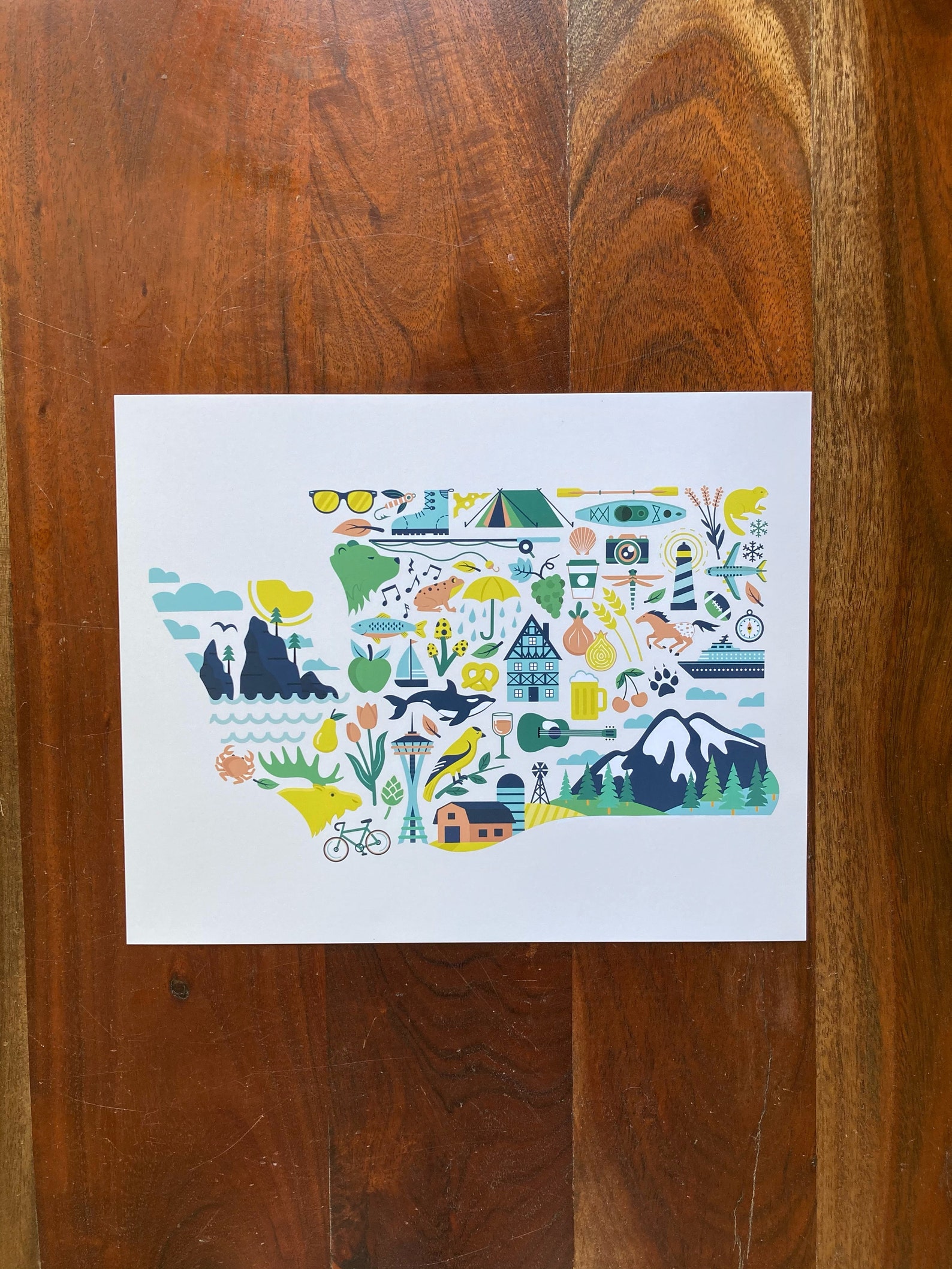 Washington State Print, Washington State Wall Decor, Washington Art ...