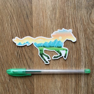 Vinyl Horse Sticker, Waterproof Horse Decal, Mountain Nature Sticker ...