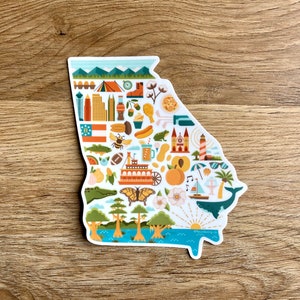 Georgia Sticker, Georgia Decal, Georgia Gift, Vinyl State Map Sticker ...