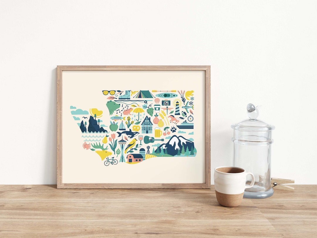 Washington State Print Washington State Wall Decor - Etsy