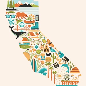 California State Print | California Decor | California Wall Print ...