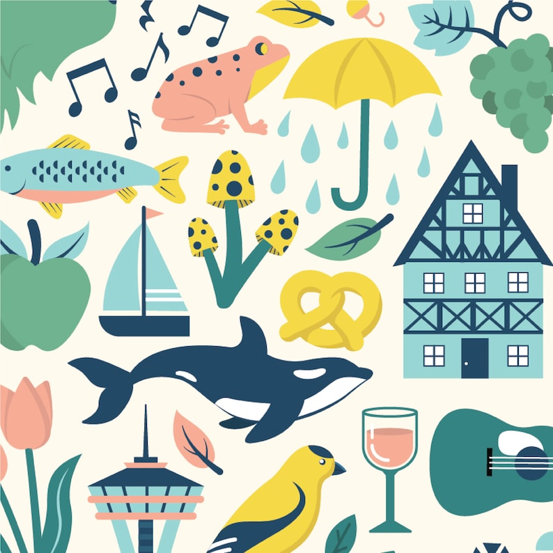 Washington State Print, Washington State Wall Decor, Washington Art ...