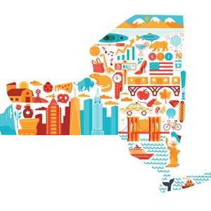 New York Sticker, New York Souvenir, New York State Gift, Vinyl State ...