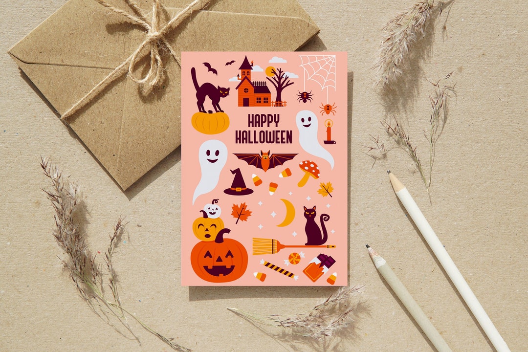 Happy Halloween Card Set Halloween Card Pack Kids Halloween - Etsy