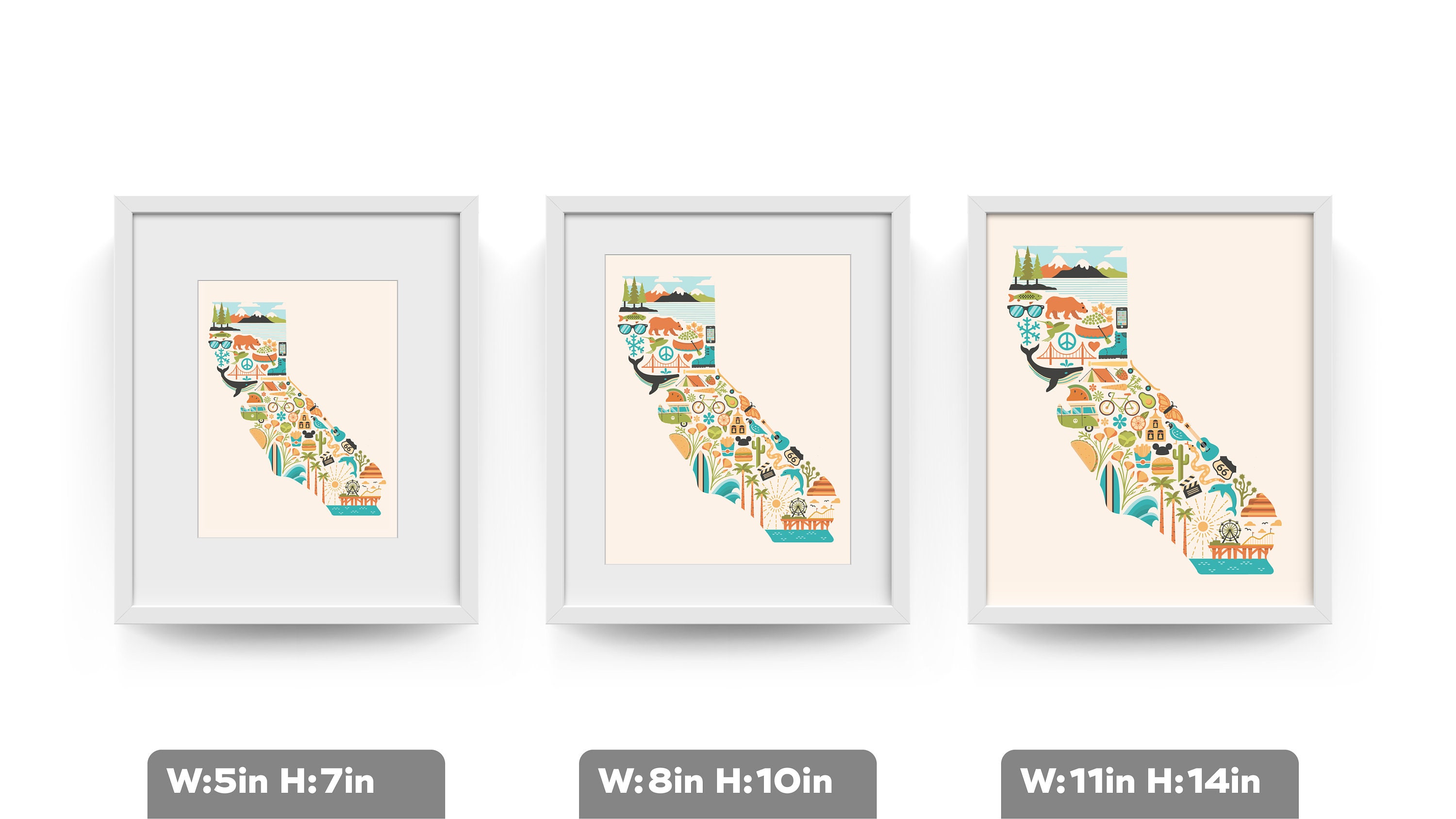 California State Print California Decor California Wall - Etsy