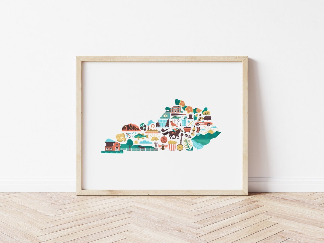 Kentucky Wall Art, Kentucky Map Print, Home State Poster, Housewarming ...