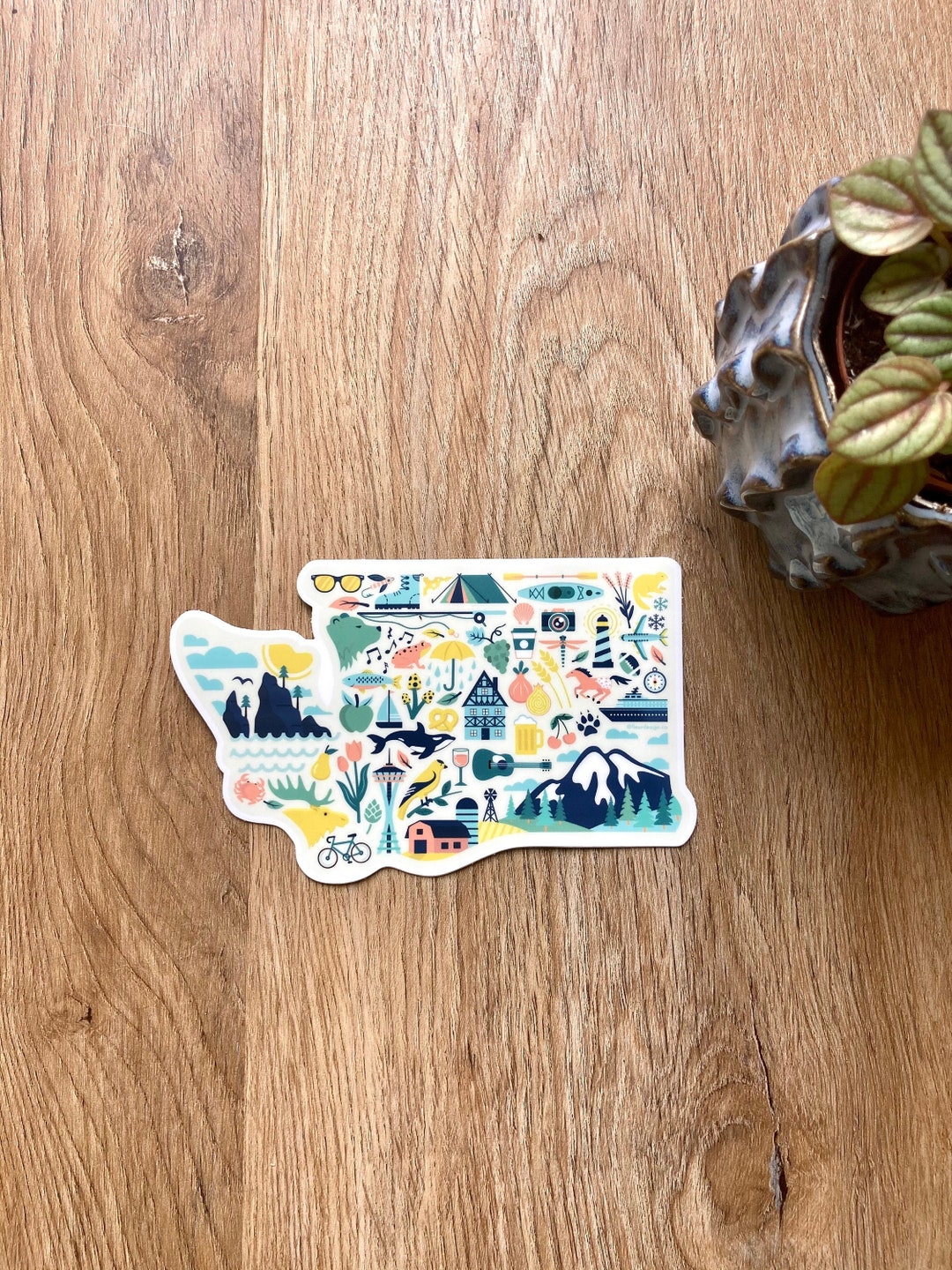 Washington State Sticker, Weatherproof Vinyl Sticker, Laptop Sticker ...