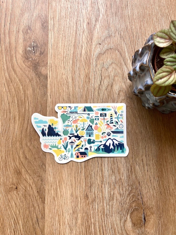 Washington State Sticker Weatherproof Vinyl Sticker Laptop - Etsy