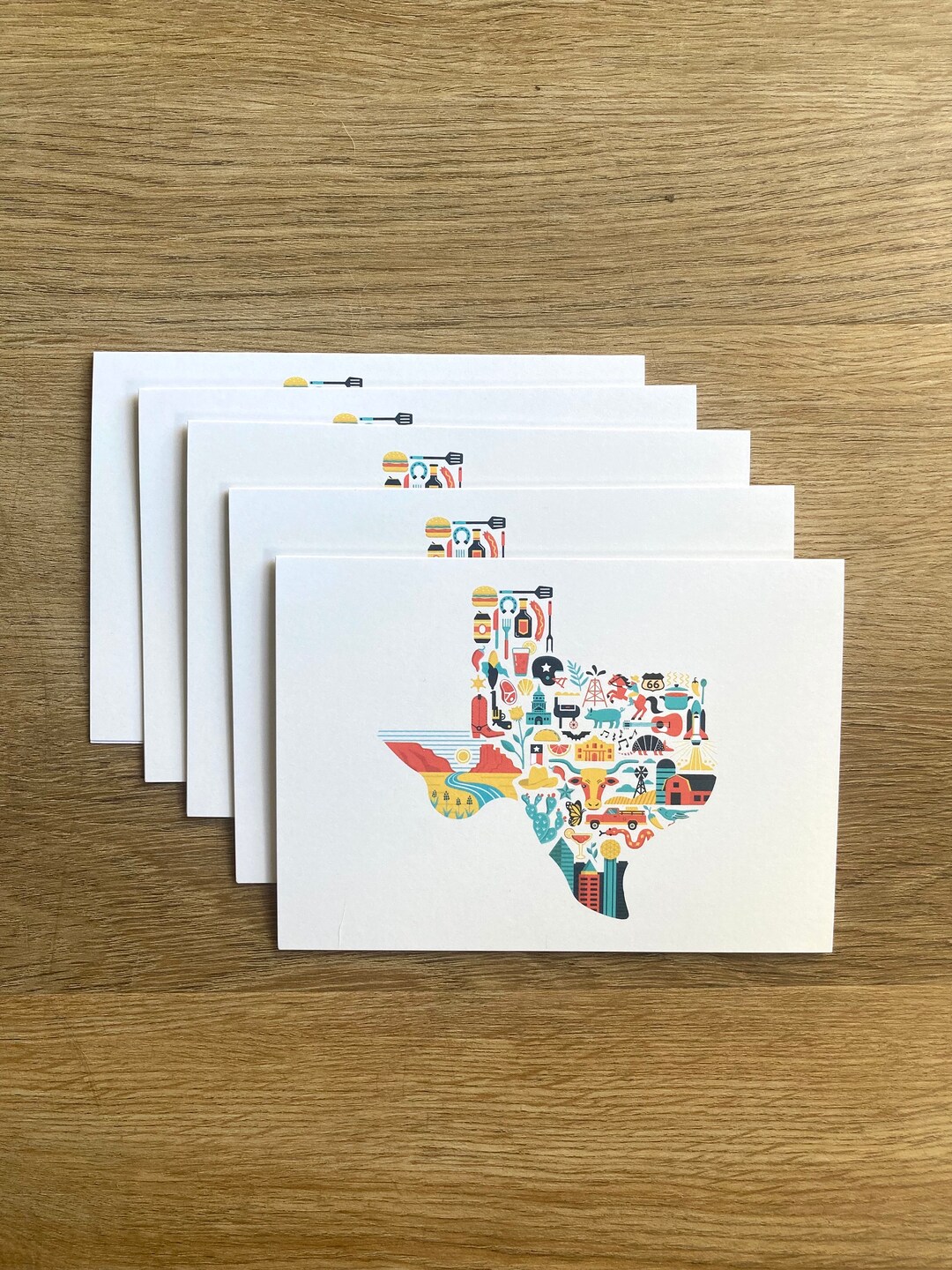 Texas Notecards, Texas Greeting Card Bundle, Stationery Set of 5 Cards ...