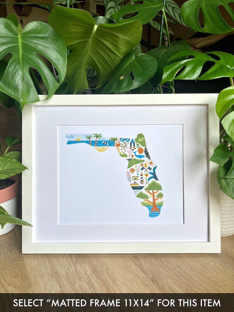 Florida State Print, Florida Poster, Florida Illustration, Florida Map ...