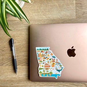 Georgia Sticker, Georgia Decal, Georgia Gift, Vinyl State Map Sticker ...