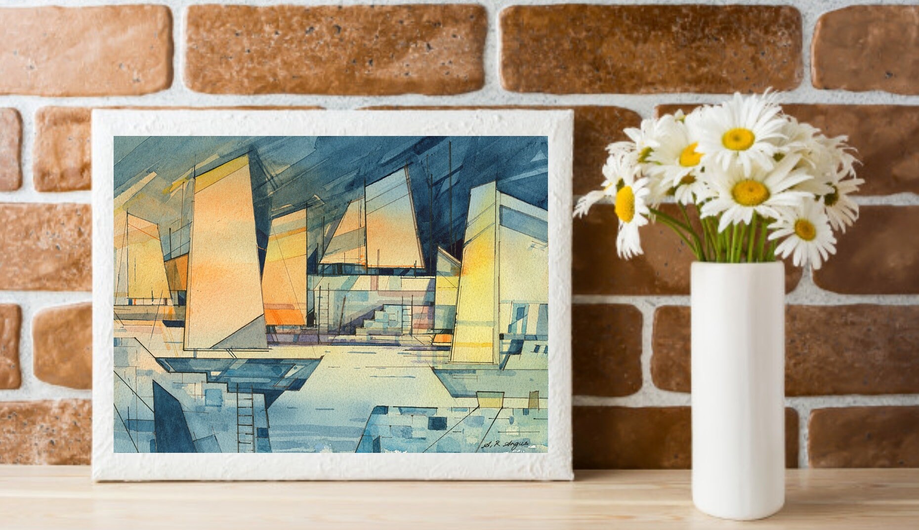 Abstract Harbour Art, Scotland Wall Art, Indigo Harbour, Scotland Print ...