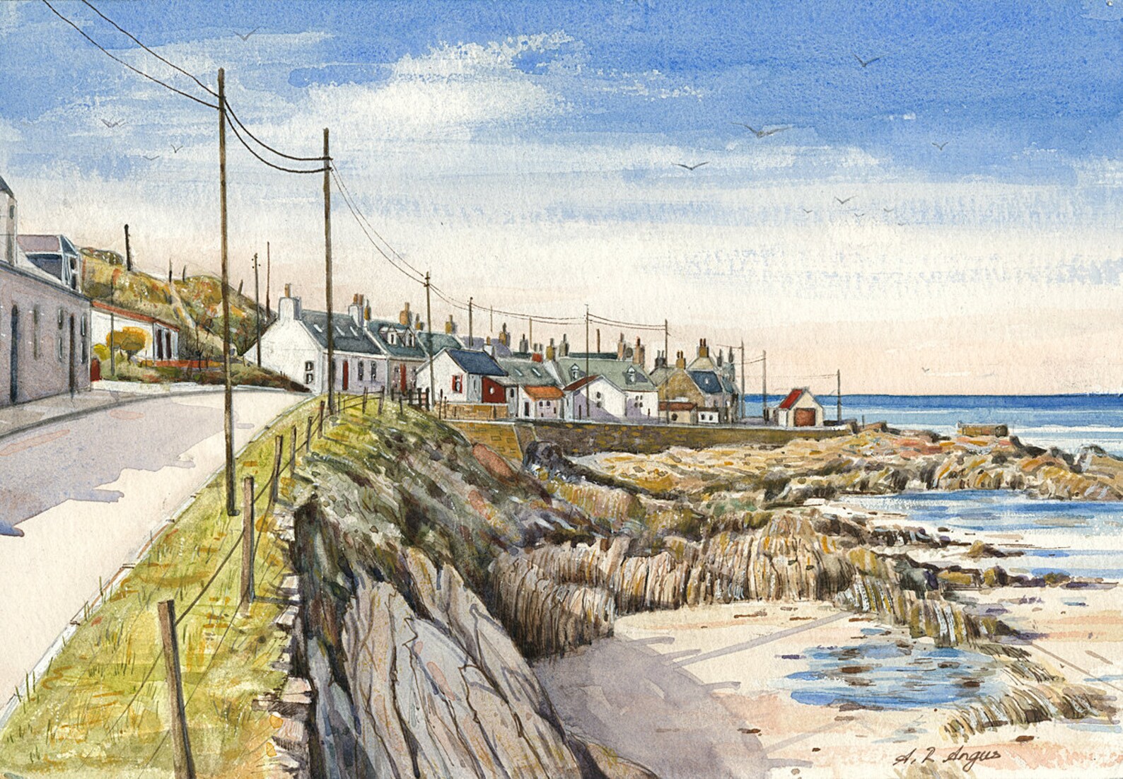 Sandend Scotland Print, Moray Firth Coast, Watercolour Art - Etsy