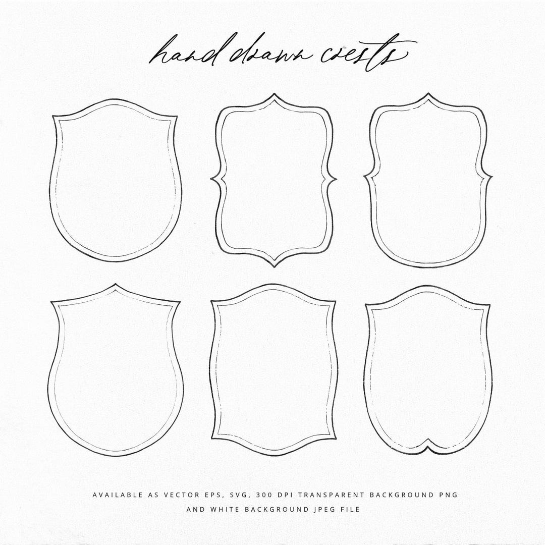 6 Handdrawn Crests, Wedding Crest Frame, Diy Wedding Monogram, Wedding ...