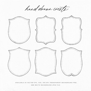 6 Handdrawn Crests, Wedding Crest Frame, Diy Wedding Monogram, Wedding ...