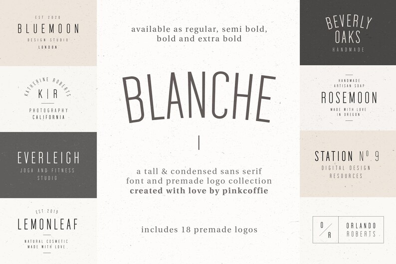 Blanche | Font Pack, Logo Pack, Sans Serif Font, Modern Font ...
