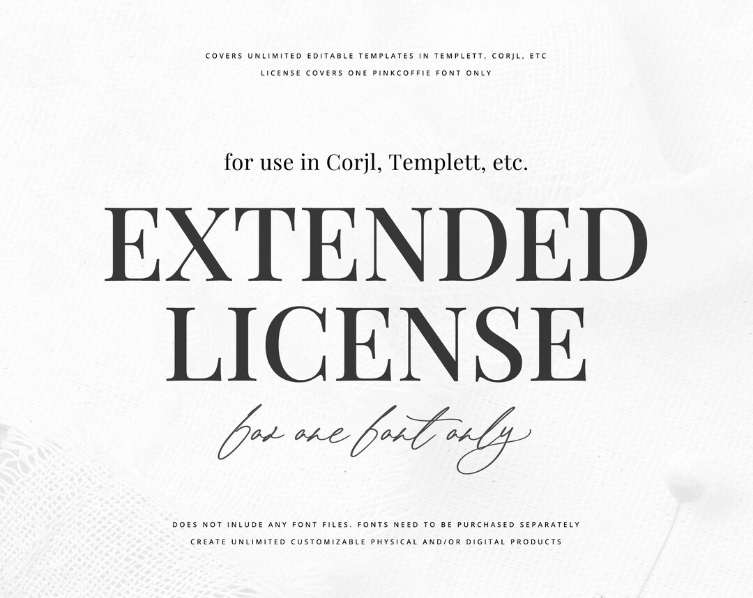 Extended License for ONE Font (for Templett, Corjl, Canva ...