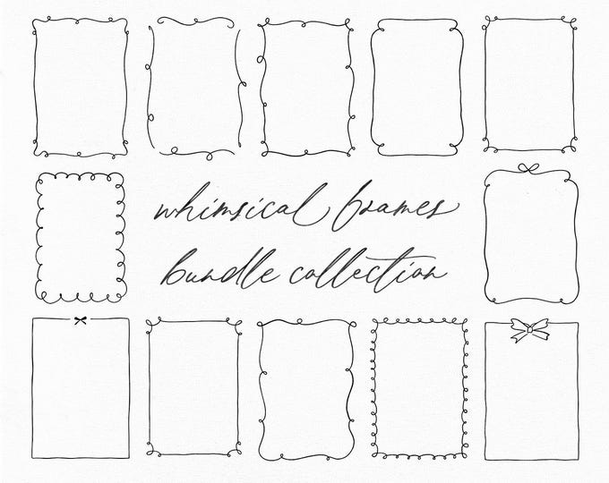 40 Whimsical Frames, Squiggle Borders, Whimsical Wedding Clipart ...