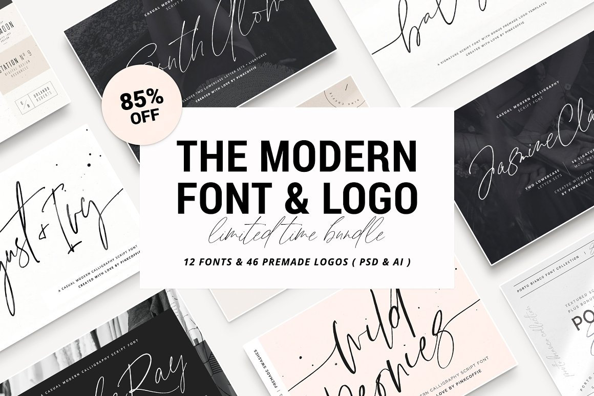 Modern Font Bundle, Logo Bundle, Script Font Bundle, Sans Serif Font ...