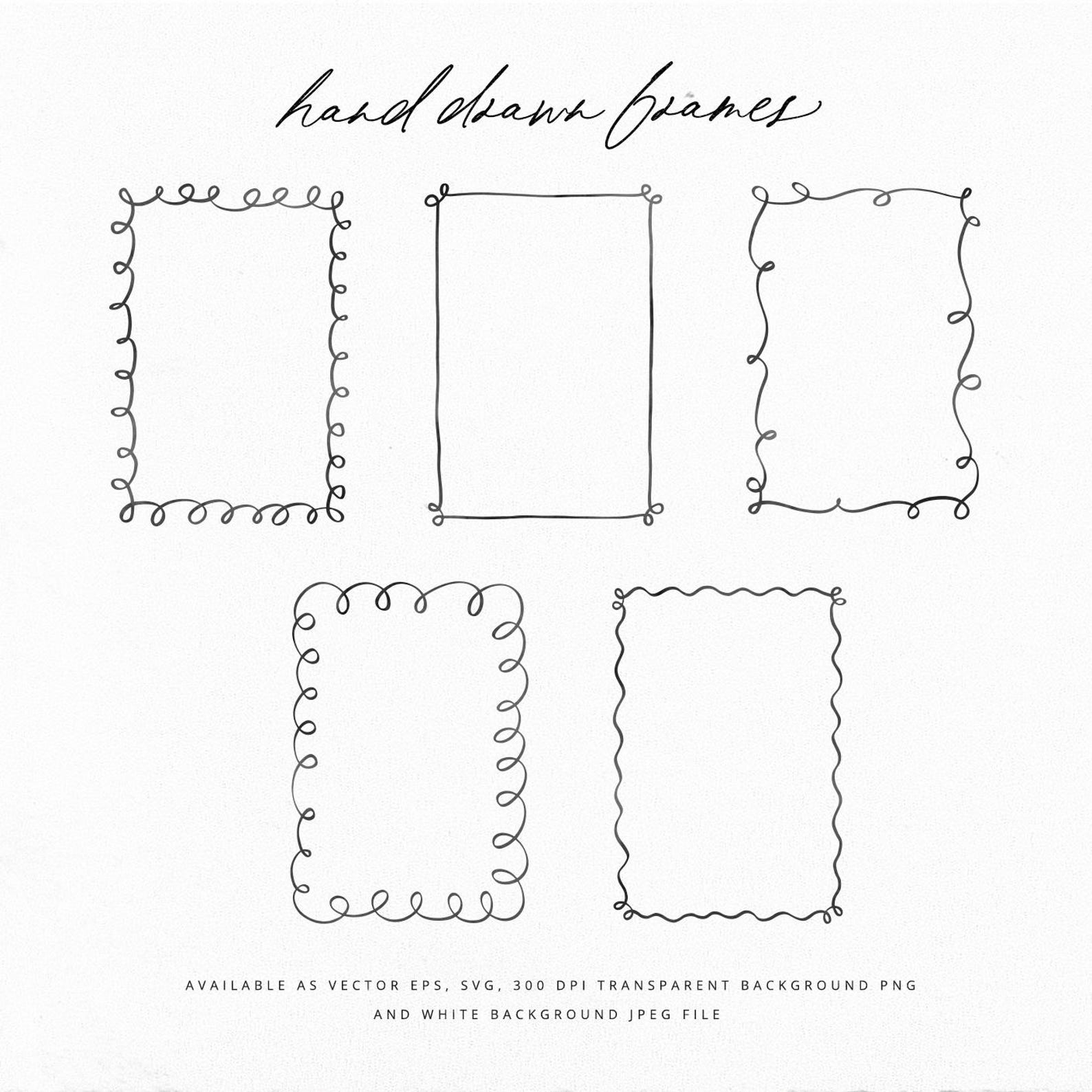 Wavy Squiggle Borders, SVG Hand Drawn Frames, Wavy Frames, Whimsical ...