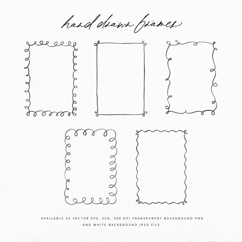 Wavy Squiggle Borders, SVG Hand Drawn Frames, Wavy Frames, Whimsical ...