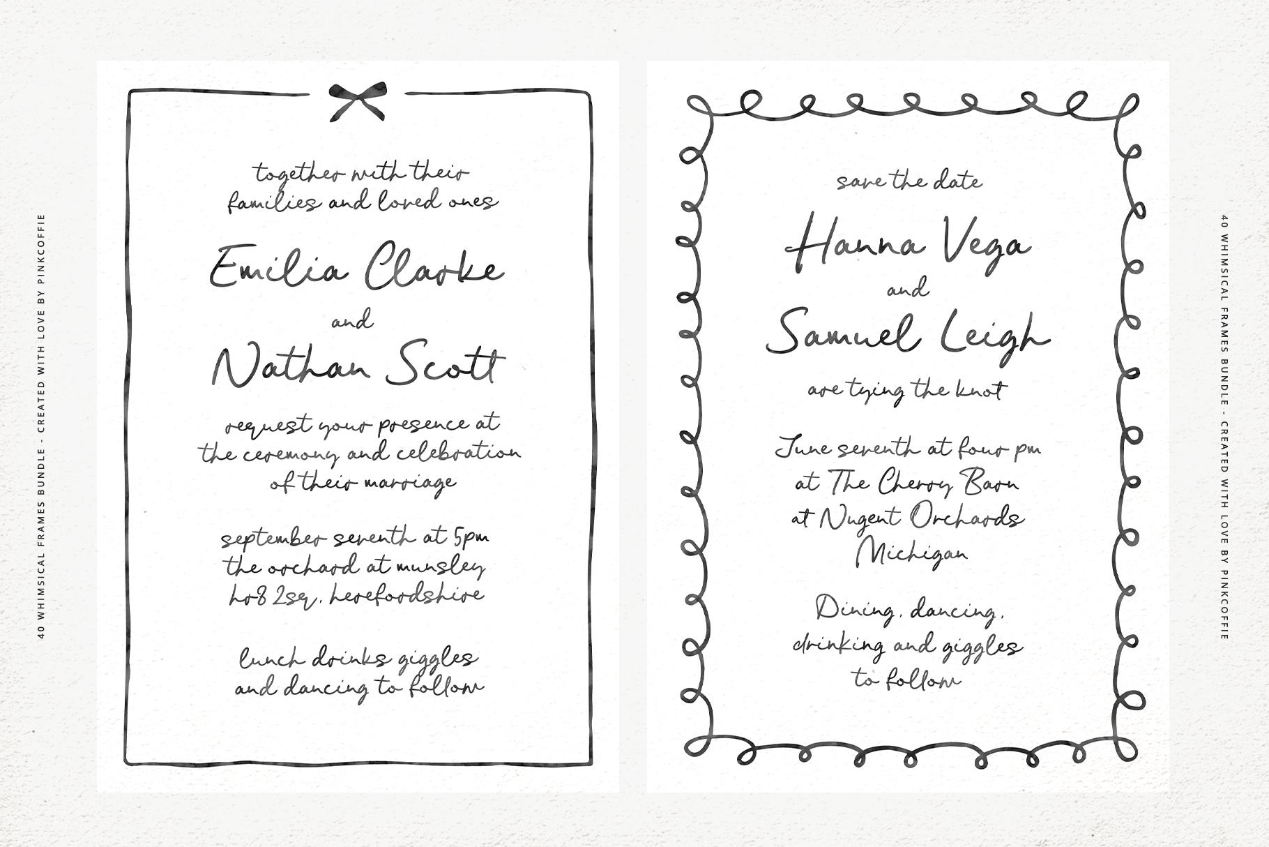 40 Whimsical Frames, Squiggle Borders, Whimsical Wedding Clipart ...