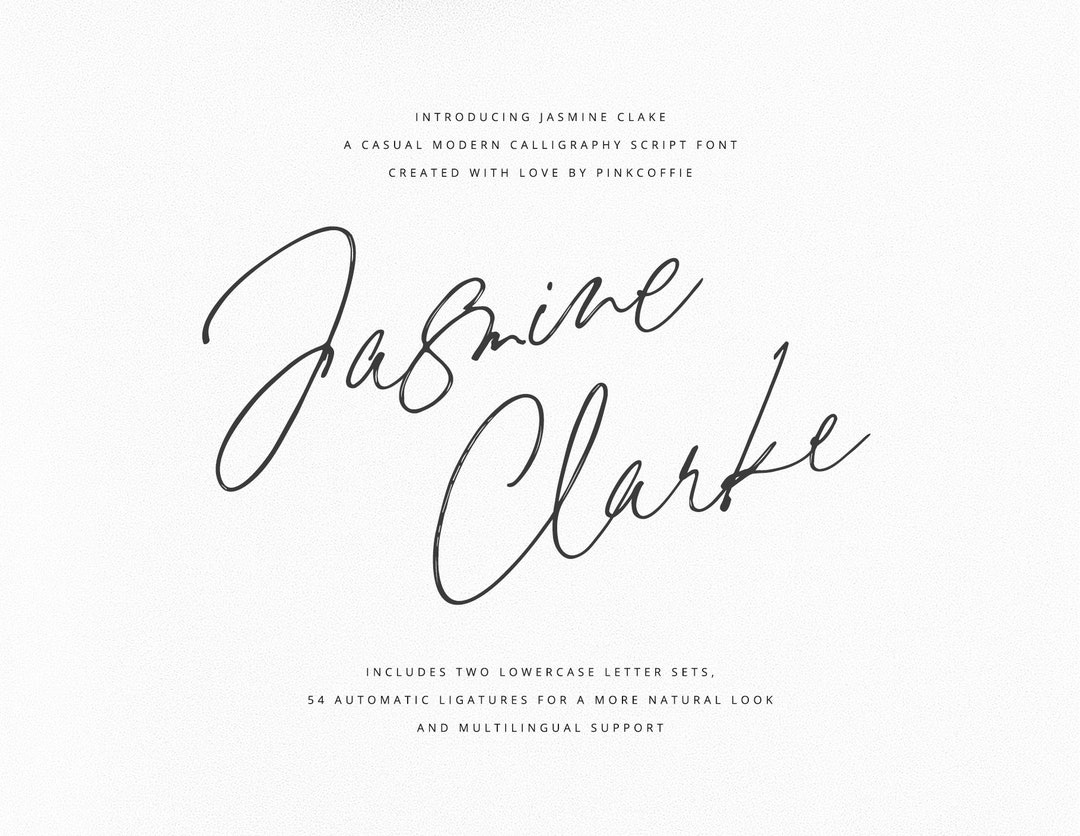 Jasmine Clarke Casual Script Font, Handwritten Script Font, Calligraphy ...
