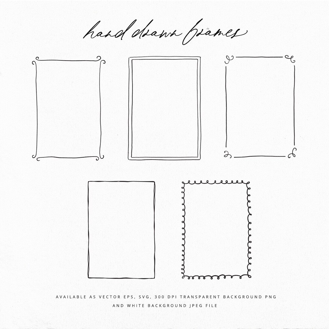 SVG Hand Drawn Frames, Wedding Frames Clipart, Whimsical Invites ...