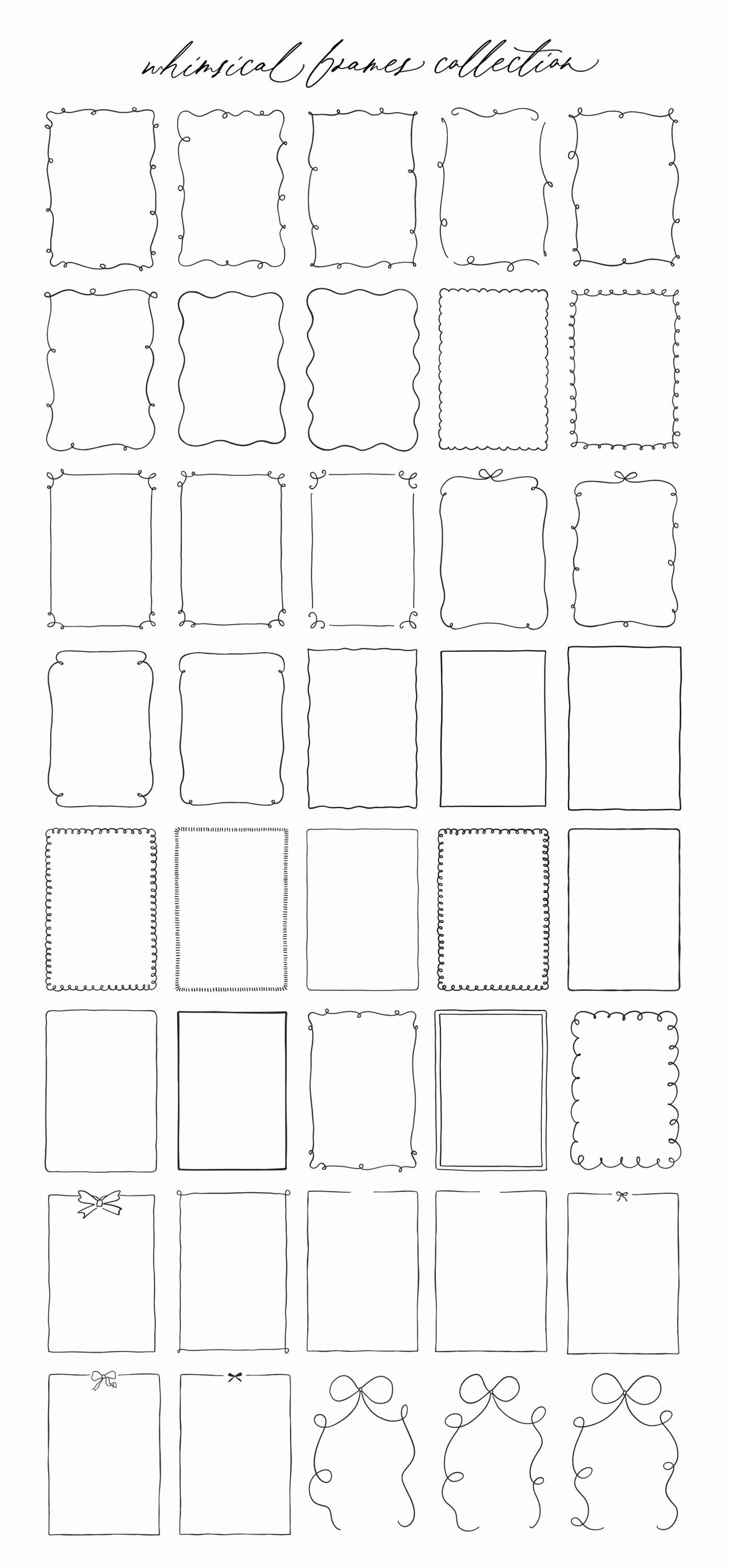 40 Whimsical Frames, Squiggle Borders, Whimsical Wedding Clipart ...