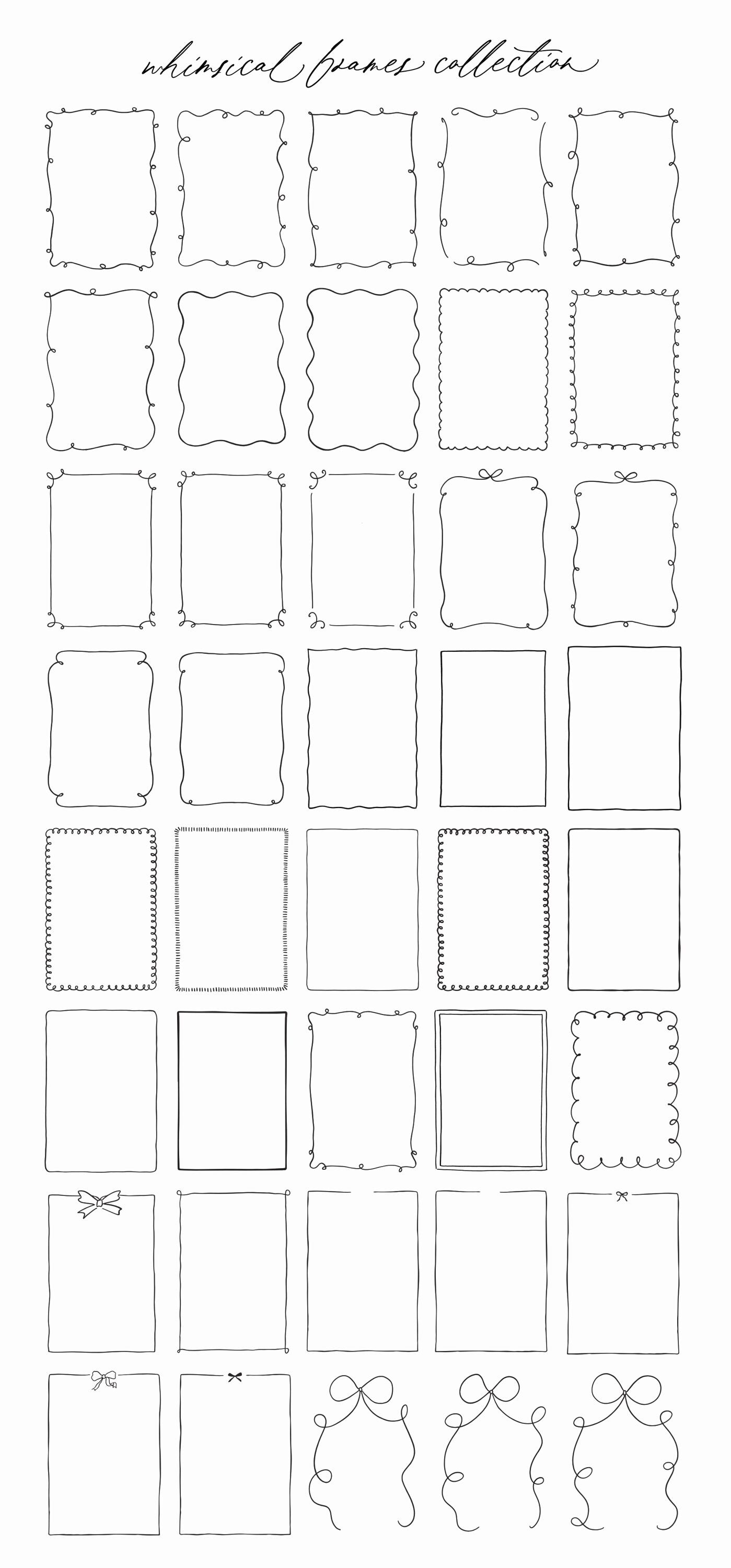 40 Whimsical Frames, Squiggle Borders, Whimsical Wedding Clipart, Squiggly Frames, Wavy Borders ...