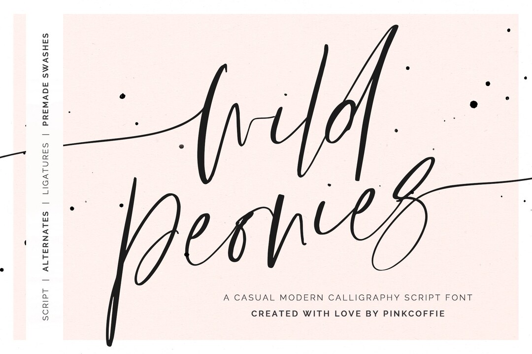 Wild Peonies Handwritten Script Font, Wedding Font Cricut, Calligraphy ...