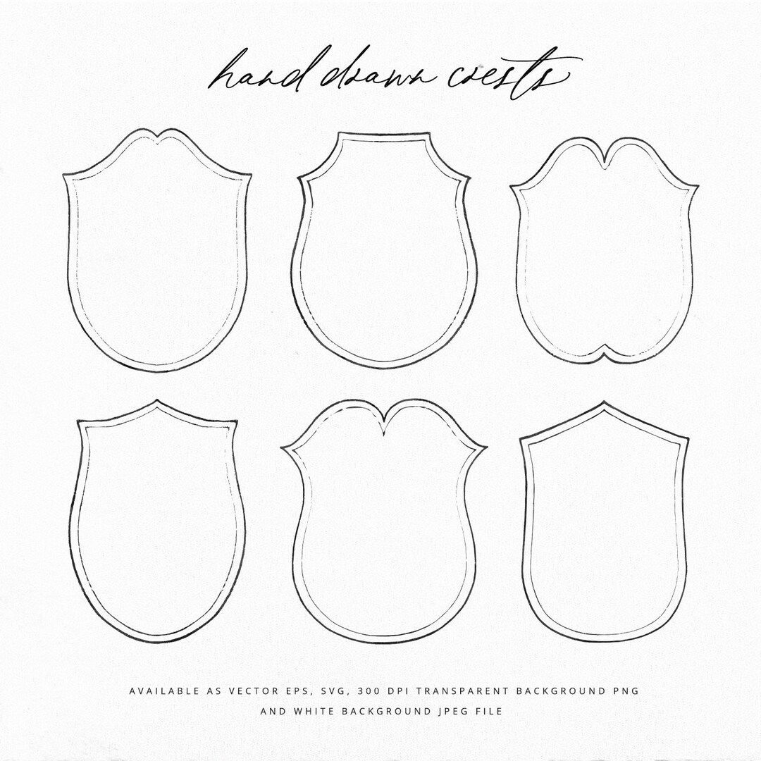 6 Wedding Crest Frames, Handdrawn Crests, Diy Wedding Monogram, Wedding ...