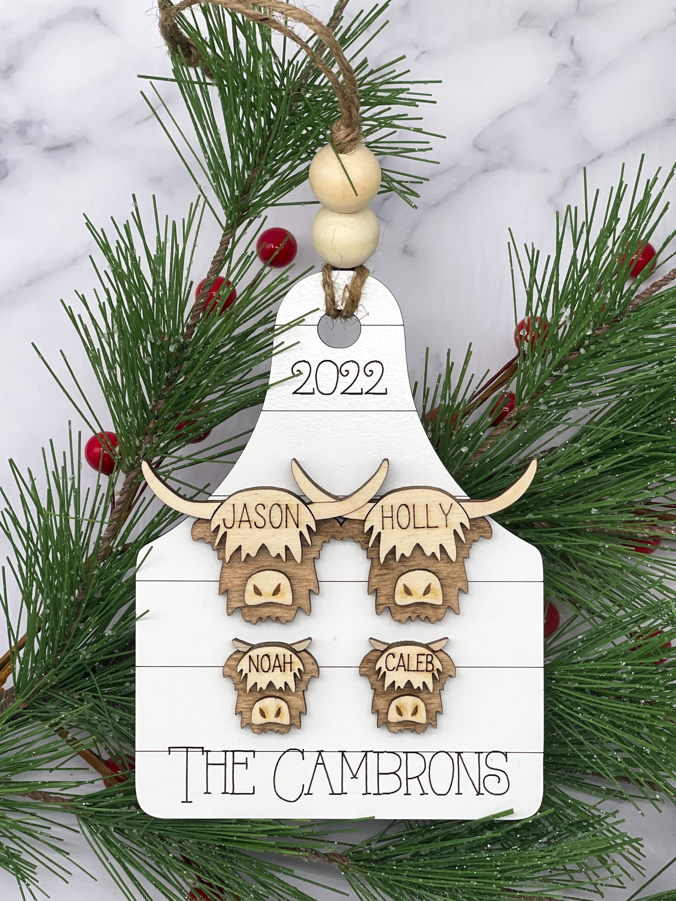 Highland Cow Family Ornament Personalized Cow Ornament Cow - Etsy