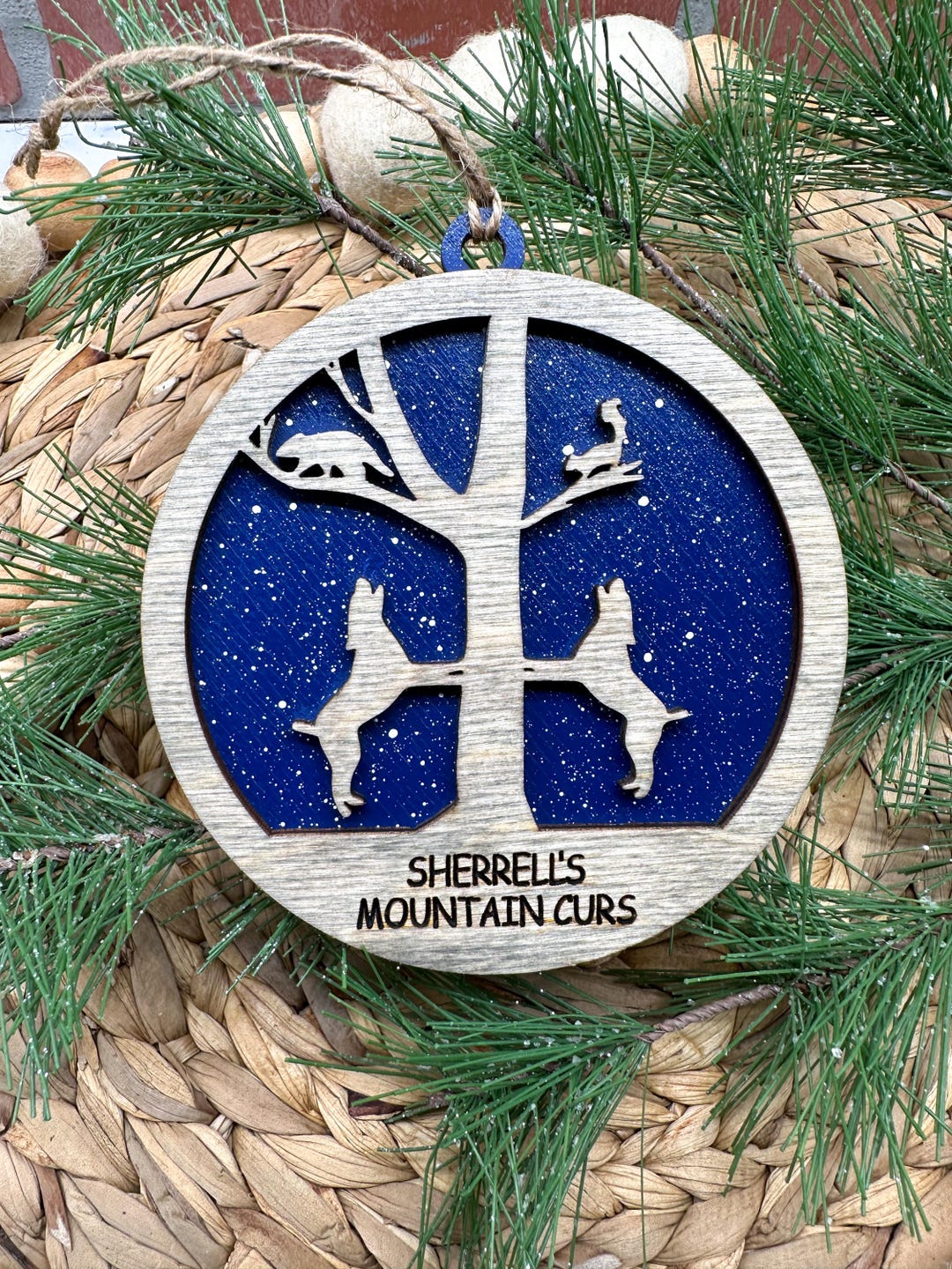 Personalized Mountain Cur Hunting Ornament, Hunting Dog Ornament ...