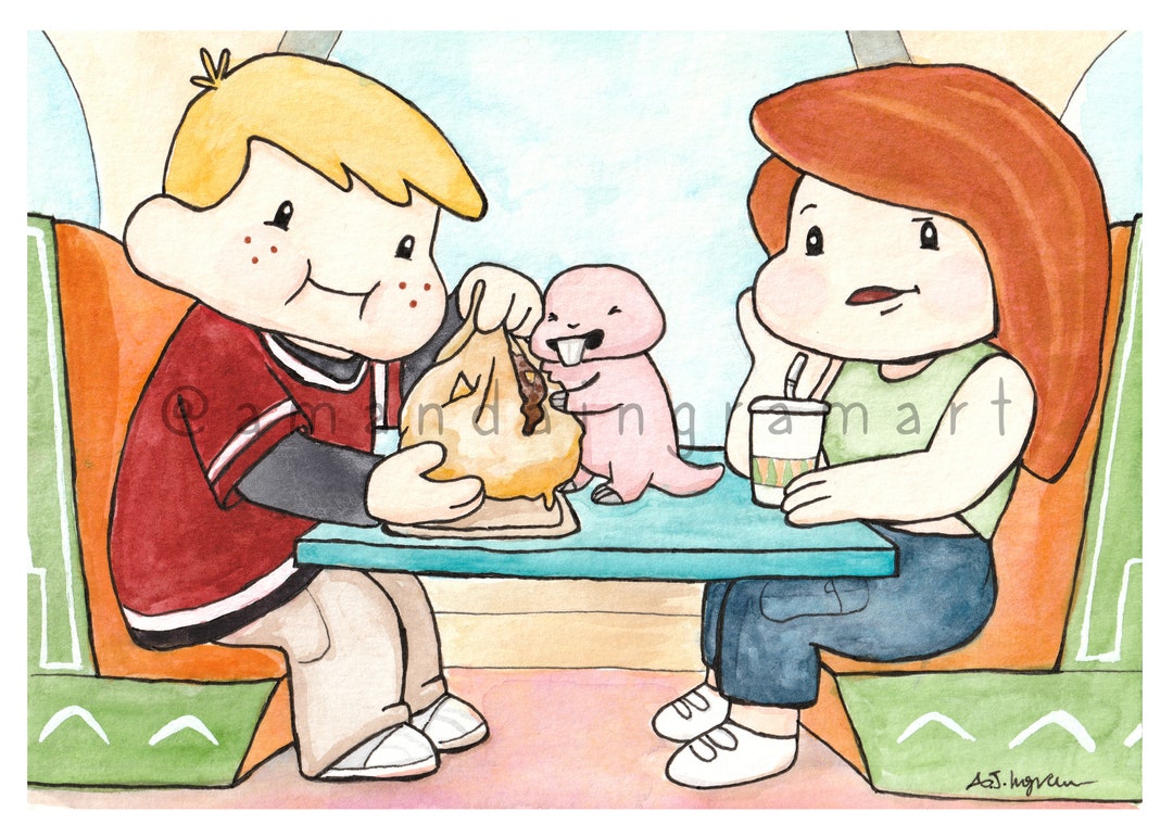 Kim, Ron & Rufus, Watercolour Art Print, Caricature - Etsy