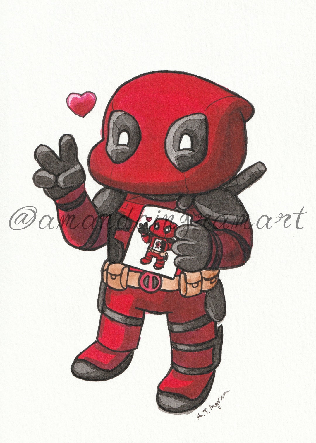Deadpool, Watercolour Art Print, Caricature - Etsy
