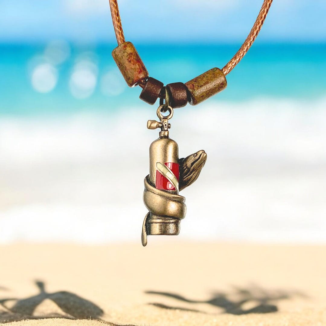 Moray Eel With Scuba Tank Necklaces for Men or Women- Bronze Scuba ...