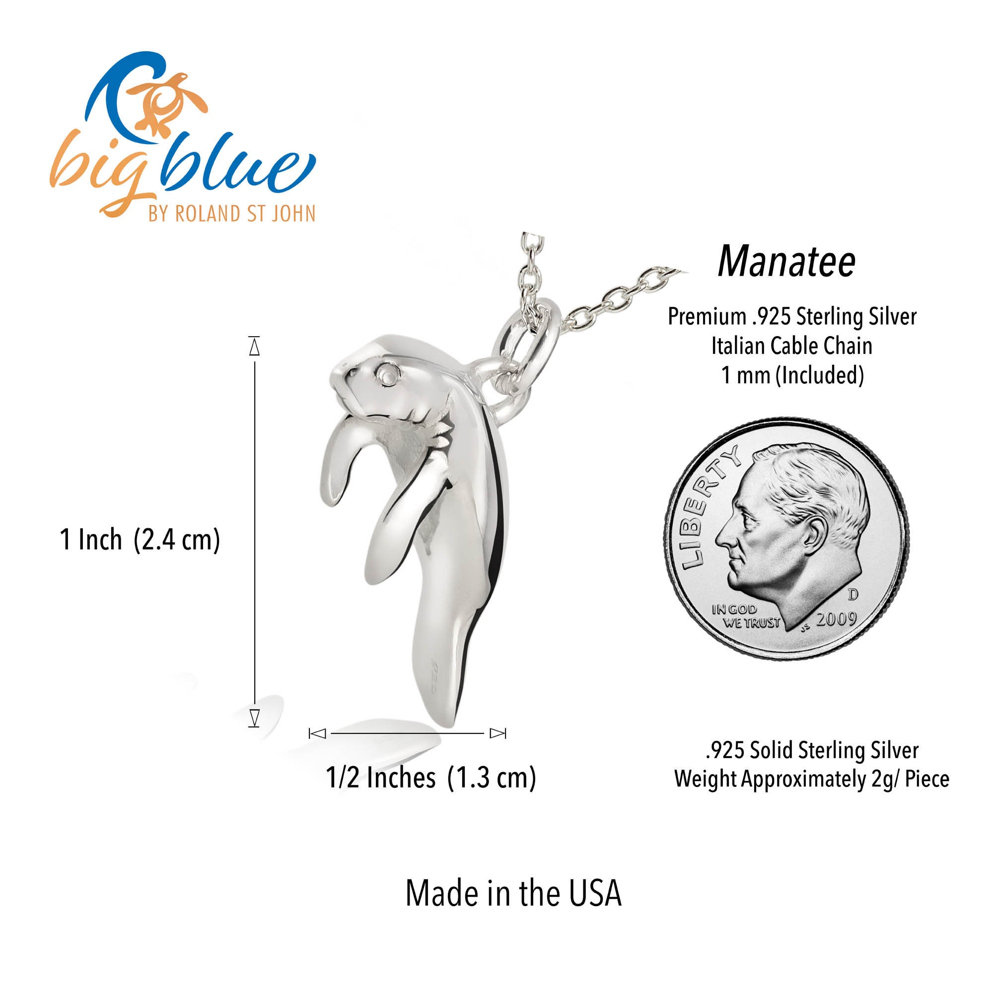 Manatee Necklaces for Women Sterling Silver Small Manatee | Etsy