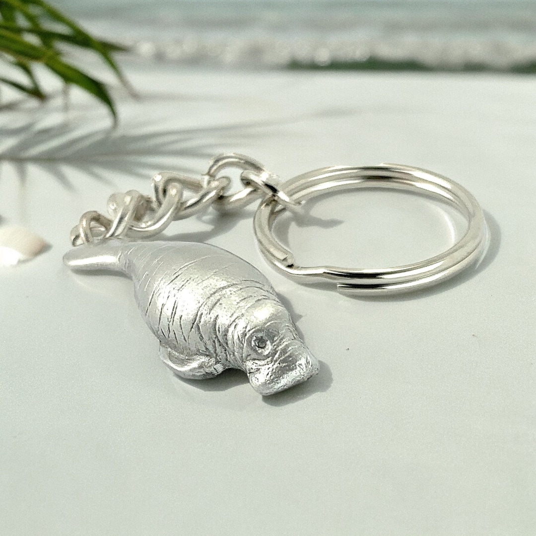 Handmade Pewter Manatee Keychain: Ocean Lover Gift - Etsy