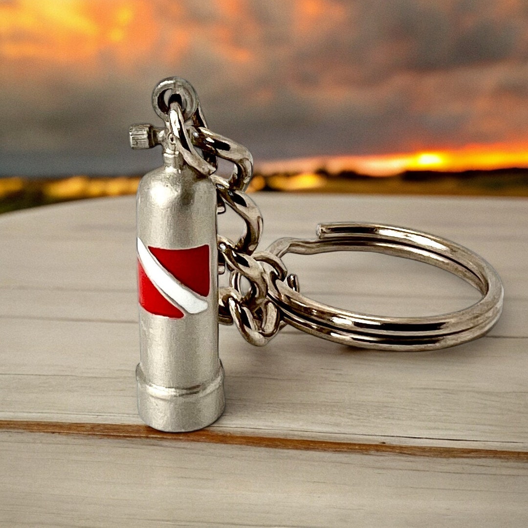 Scuba Tank Keychain: Pewter Dive Flag Key Fob - Etsy