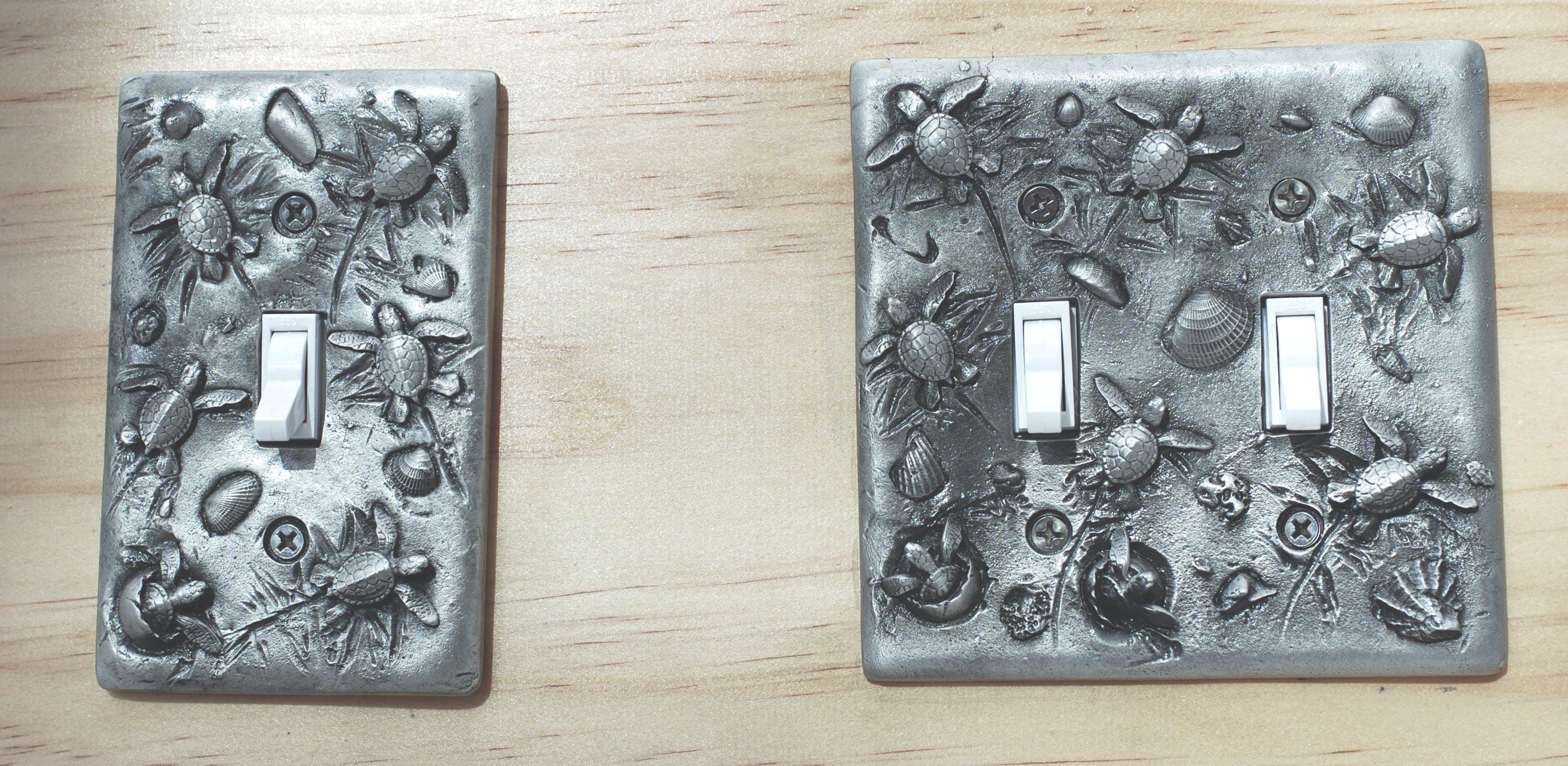 Sea Turtle Double Switch Plate: Beachy Pewter Home Decor - Etsy