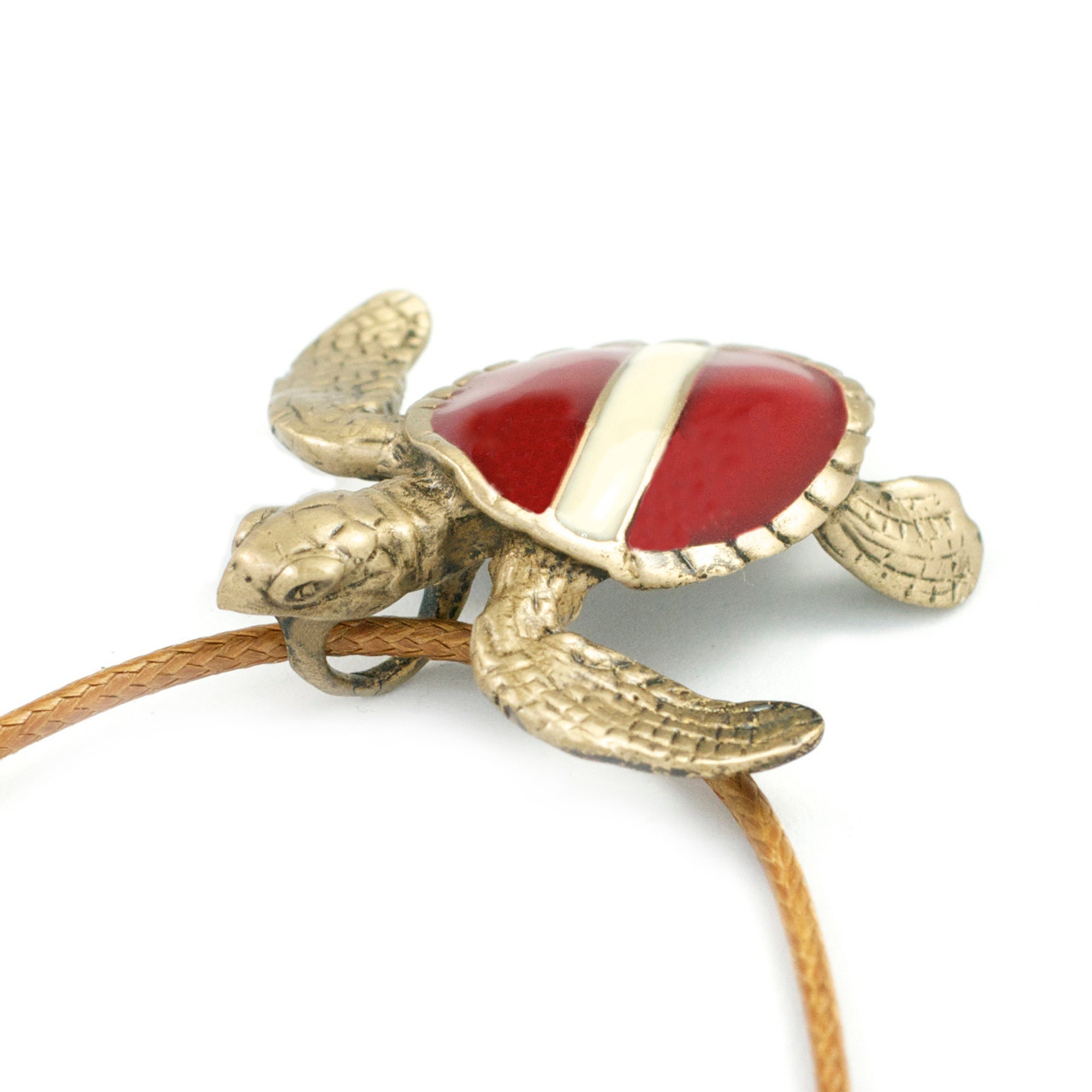 Dive Turtle Pendant Solid Bronze Sea Turtle Scuba Diving | Etsy