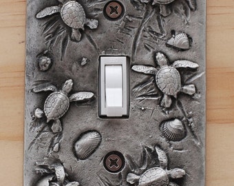 Sea Turtle Double Switch Plate: Beachy Pewter Home Decor - Etsy