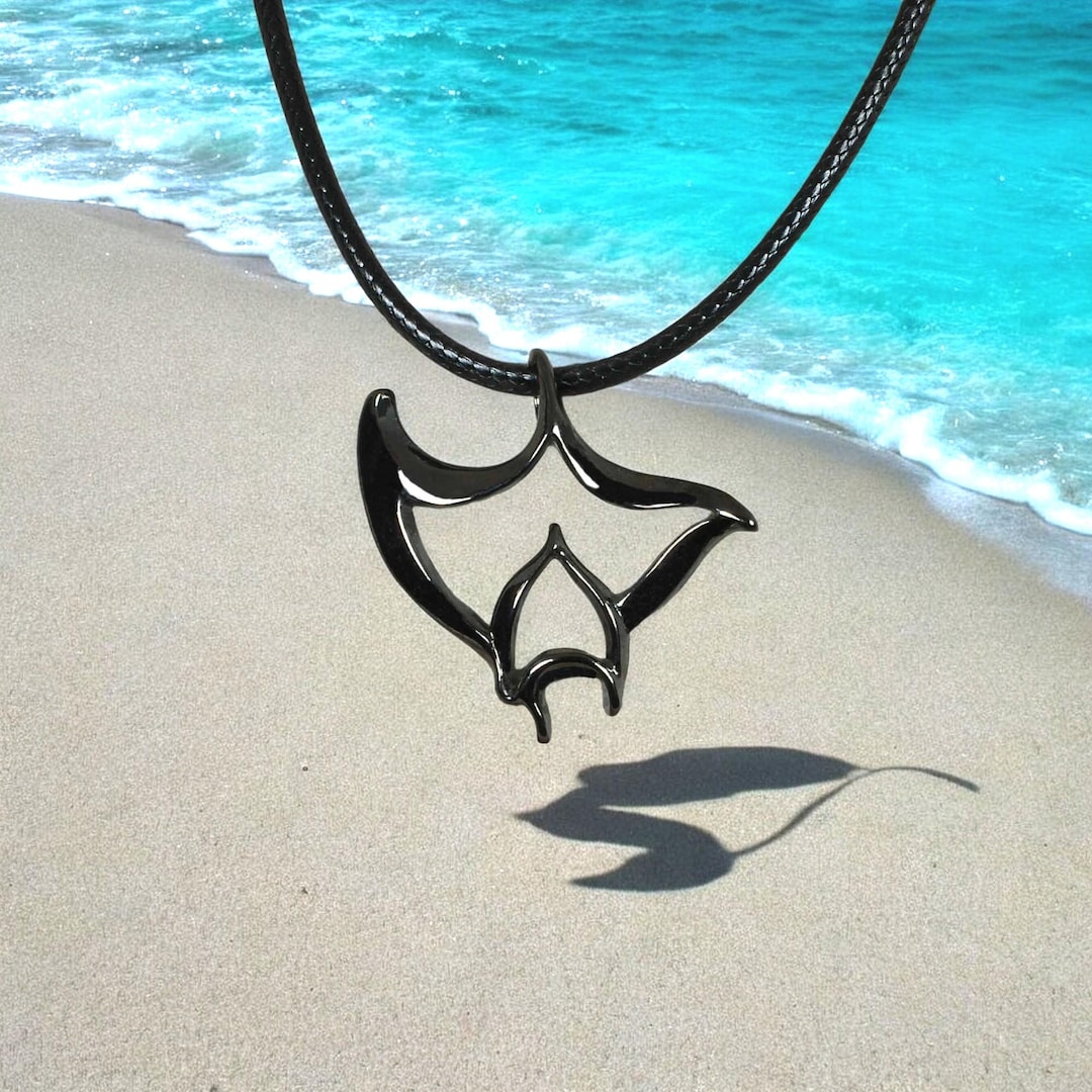 Hematite Manta Ray Necklace: Beachy Pewter Stingray Jewelry - Etsy