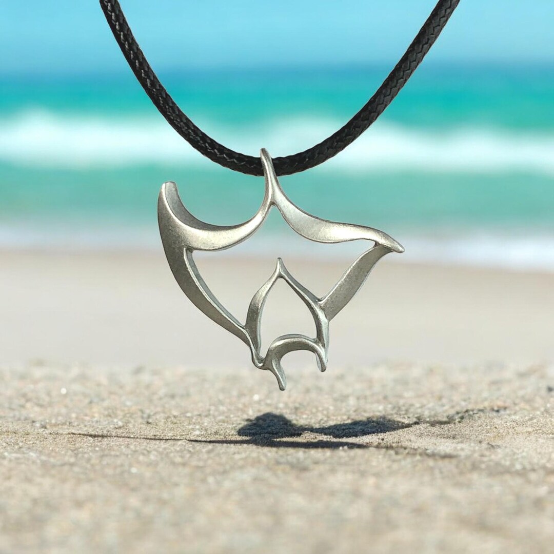 Pewter Manta Ray Necklace: Ocean Sea Life Pendant - Etsy
