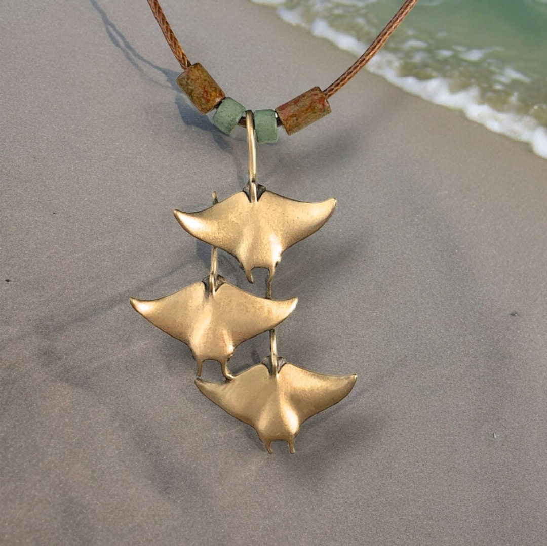 Manta Ray Beach Necklace, Antique Bronze, Stingray Jewelry, Manta Ray ...