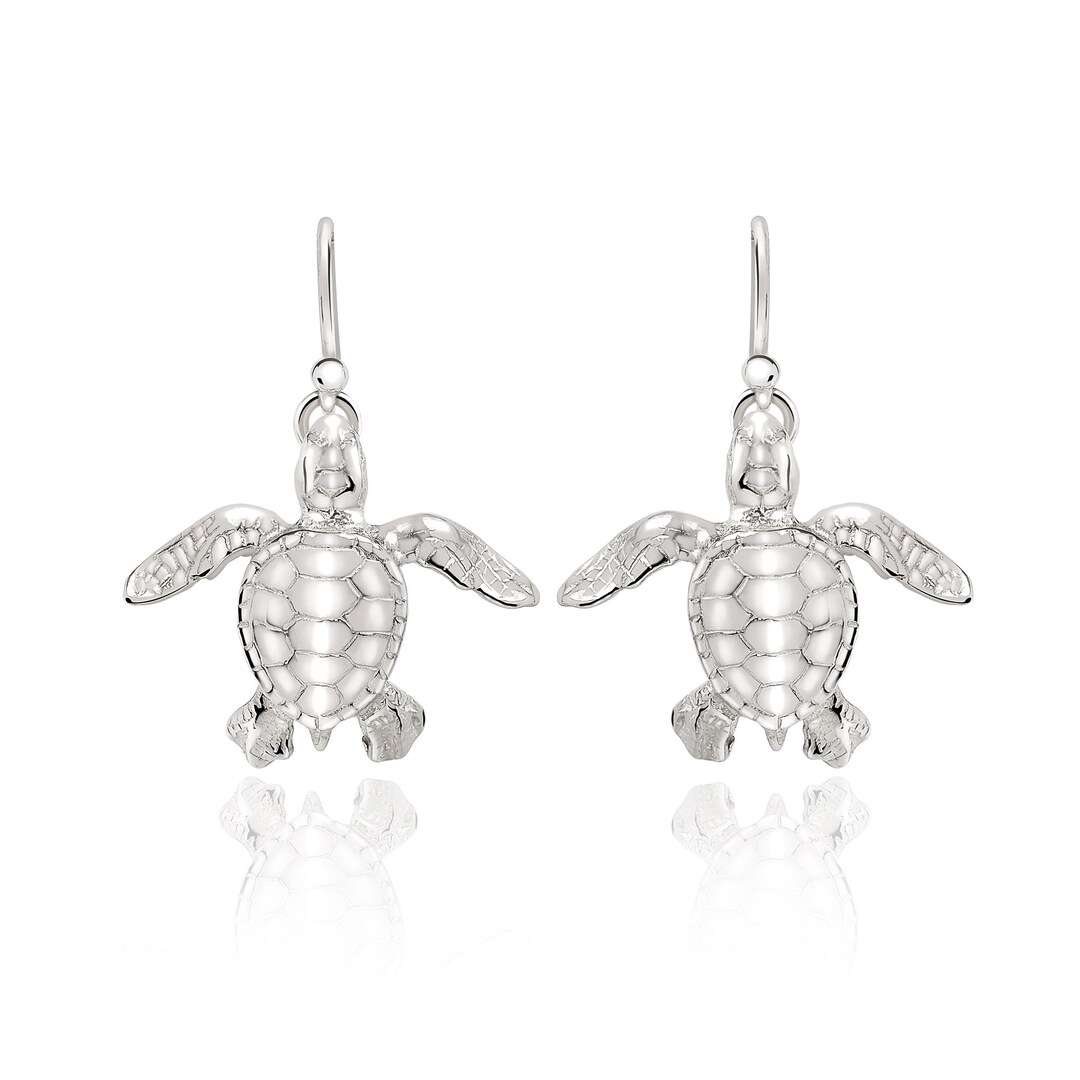 Turtle Earrings Sterling Silver Sea Turtle Drop Earrings - Etsy