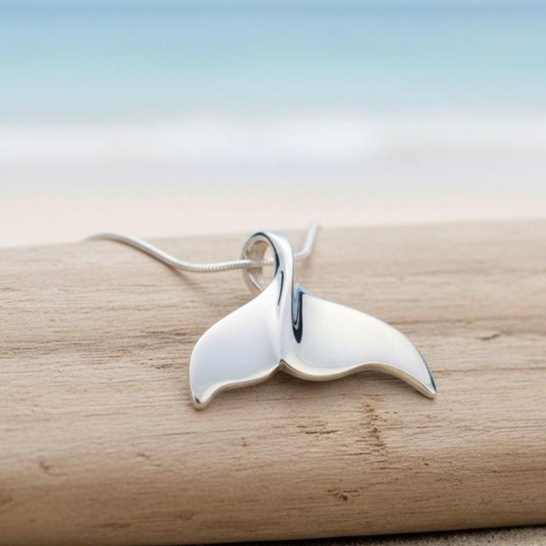 Sterling Silver Whale Tail Necklace: Unisex Ocean Jewelry - Etsy